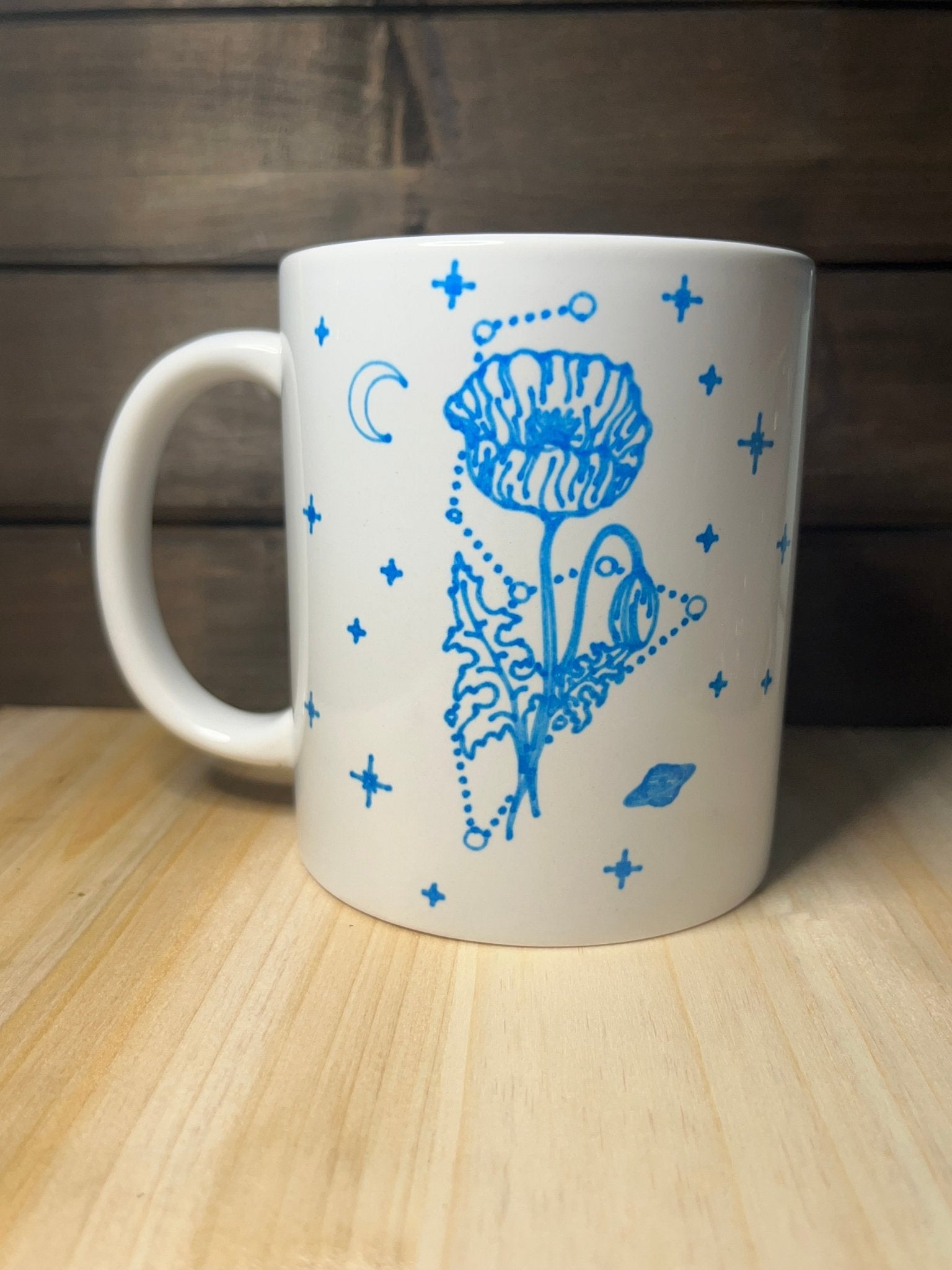 Birth Flower + Constellation Mug – leaf + marble