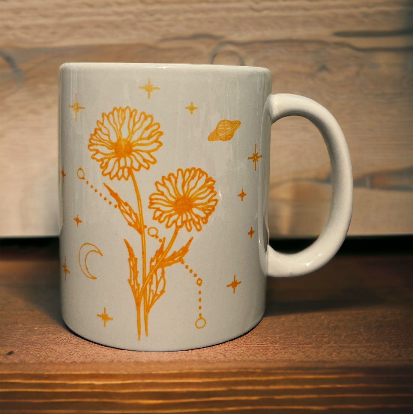 Birth Flower + Constellation Mug – leaf + marble